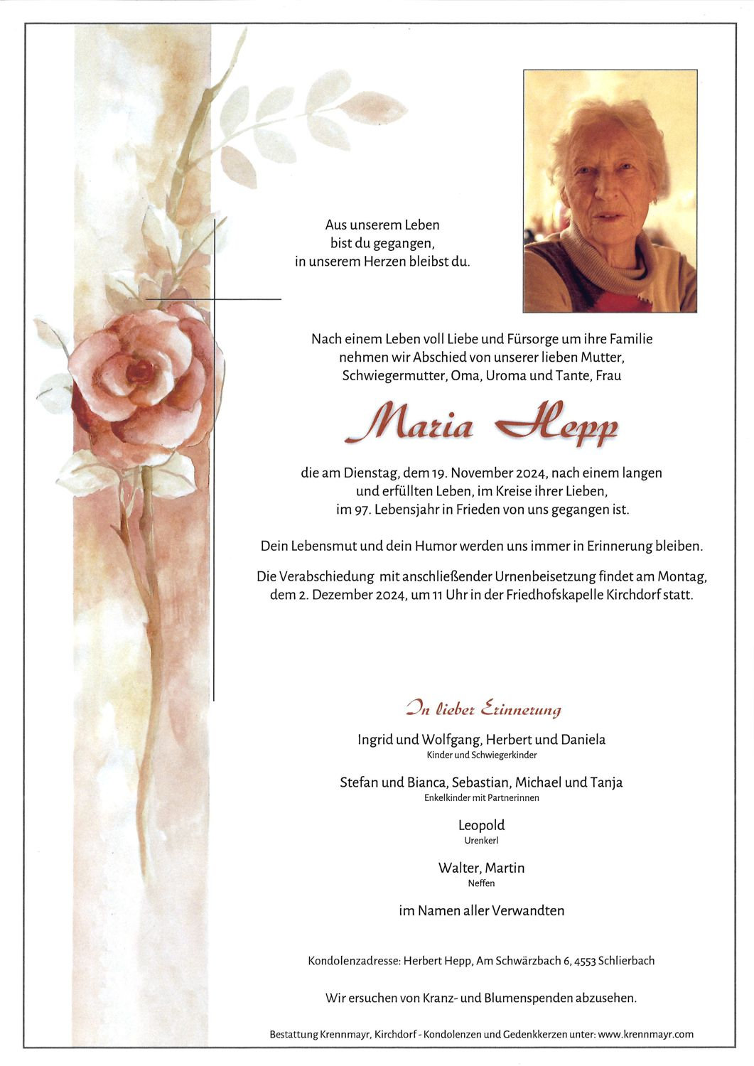 Todesfall Maria Hepp